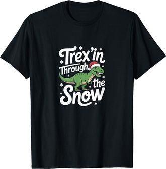 Mapanoli Design Trexin Through The Snow Lustiges Dino-Weihnachten T-Shirt