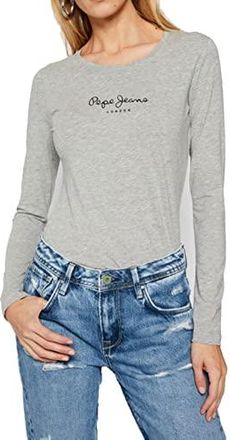 Pepe Jeans London New Virginia T-shirt pour Femme Slim Fit Manches Longues Gris