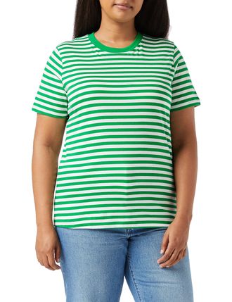 Jack & Jones Damen JJXX JXANNA SS REGULAR EVERY STRIPE TEE NOOS T-Shirt, Cloud Dancer/Stripes:1x1 JOLLY GREEN, XS