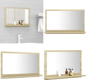 vidaXL Vidaxl - Miroir simple de salle de bain 60x10,5x37 cm - Bois ding&eacute;nierie ch&ecirc;ne sonoma - Miroir mural avec &eacute;tag&egrave;re int&eacute;gr&eacute;e - Facile &agrave; nettoyer