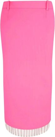 The Attico Femme, Jupes, Rose, Taille: 36 FR Striped-trim Midi Skirt