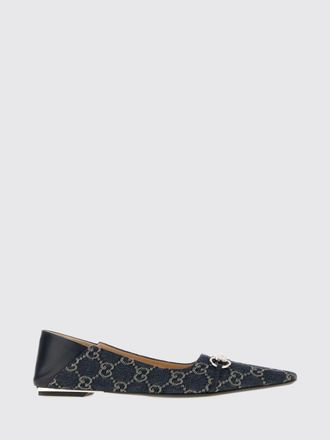 Gucci Ballerines Vittoria en denim jacquard GG avec d&eacute;tail Mors et bout effil&eacute;