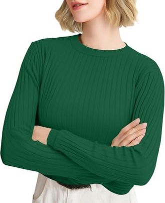 Generic Pull surdimensionné en polaire tricotée à col rond pour femme, pull en tricot côtelé confortable, couleur unie, pull confortable pour femme, coupe amp