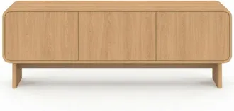 IDMarket Meuble TV 140 cm CAPUCINE 3 portes fa&ccedil;on h&ecirc;tre design arrondi
