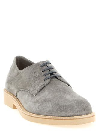 Brunello Cucinelli Mens Gray Leather Oxfords And Derbies Shoe
