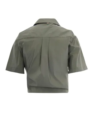 Liu Jo Womens Shirt With Knot Green Peppermint Cotton