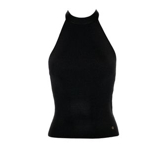 Anine Bing Geripptes Halstuch-Top mit offenem R&uuml;cken - - Tops - Damen - Schwarzk - L