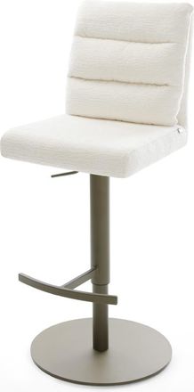 DELIFE Barstuhl Pela-Flex Boucl&eacute; Soft Beige Drehfu&szlig; h&ouml;henverstellbar Metall Titanfarben, Barst&uuml;hle