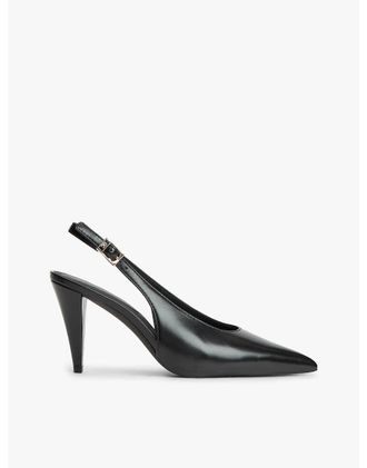 Tommy Hilfiger Chaussures &agrave; talons hauts en cuir avec bride arri&egrave;re et monogramme TH - Noir