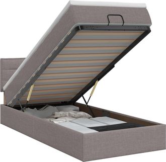 vidaXL Letto Ottomano Con Materasso Tortora 100 X 200 Cm Tessuto Vidaxl
