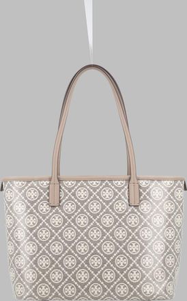 Tory Burch Womens Shopping Bag T Monogram Dove Cotton - Coating Polyurethane Shoulder
