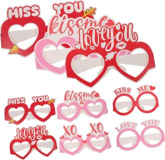 Pretyzoom 1 Satz Valentinstag Papier Gl&auml;ser Rave Verkaufsstand Abschlussball Party Krepp Faschingsbrille Karnevalsbrille Valentinsdeko Rahmen F&uuml;r Fotobrillen Va