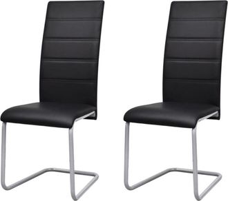 vidaXL Freischwinger 2 Stk. Schwarz Kunstleder Vidaxl