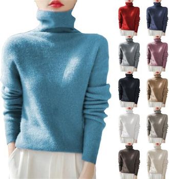 Generic HUIFUAO Pull &agrave; col roul&eacute; pour femme - Grande taille - Col montant - Automne et hiver - Tricot &eacute;pais et chaud - Pull habill&eacute; tendance et &eacute;l&eacute;gant &agrave; manc