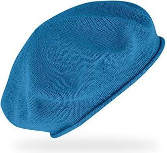 Fiebig Basque en tricot fin avec bord roulé | Béret en coton | Béret en laine légère dans de nombreuses couleurs, bleu roi, taille unique