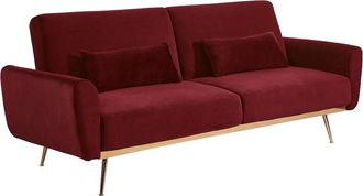 Vente-Unique Schlafsofa Klappsofa 3-Sitzer - Samt - Bordeauxrot - LAUNEI
