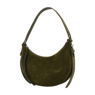 Tory Burch Womens Romy Half Moon Handbag - Tory Burch Leather Khaki Calfskin Bags Handbags-Purses