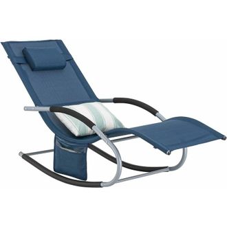 SoBuy SoBuy Sonnenliege Gartenliege wetterfest Liegestuhl Schaukelstuhl mit Kopfkissen Relaxliege Schaukelliege Strandliege Outdoor Terrasse Balkon Camping