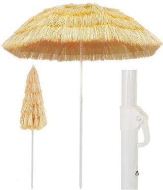 vidaXL Parasol de Plage Naturel Style Hawa&iuml;en, Pare-soleil de Patio, Abri de Soleil, Parasol de Jardin Terrasse Cour Ext&eacute;rieur, 180 cm