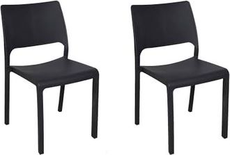 Dmora 2er-Set Gartenstühle Ancona, Gartensitz, Für drinnen und draußen, Stapelbar, Made in Italy, 47x53 h82 cm, Anthrazit