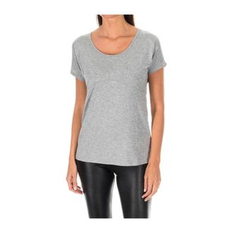 Tommy Hilfiger T-Shirt mit kurzem &Auml;rmel und geripptem Abschluss - - Tops - Damen - Grau - M