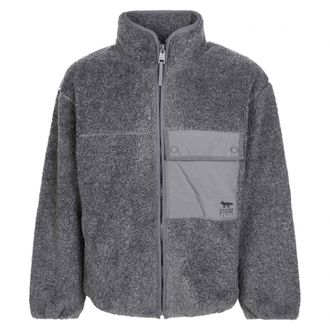 Maison Kitsun&eacute; Fleecejacke mit hohem Stehkragen und durchgehendem Rei&szlig;verschluss - - Sport - Herren - Grau - L