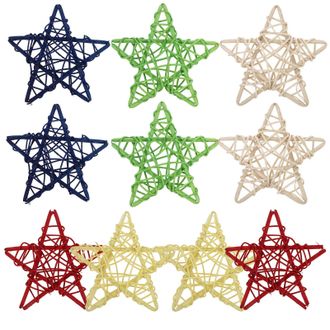 Garneck 10 St&uuml;ck Bunte Rattan Sterne 10cm H&auml;ngende Sterndekoration aus Rattan Selbstgemacht Ornament f&uuml;r Party Kinderzimmer und Wohnraum