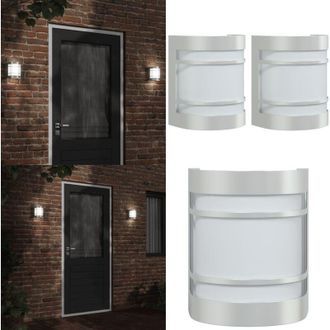 vidaXL Außenwandleuchten 2 Stk. Silbern Edelstahl - Outdoor-Beleuchtung - Wandleuchte - Edelstahl - Glas - Silber - Home & Living