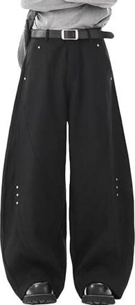 Generic Pantalon ample pour homme, d&eacute;contract&eacute;, doux, confortable, extensible, streetwear ample, Noir, XXL