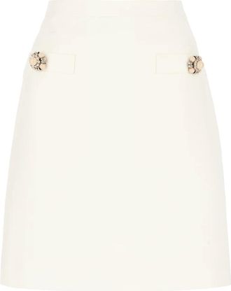 Valentino Garavani Femme, Jupes, Blanc, Taille: 38 FR Jupe Crepe Couture