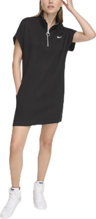 DKNY Womens Metallic Bubble Logo Dress, Black/Silver, Small