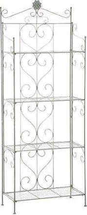 Clp Etagère en Fer Forgé Lenja I Etagère De Rangement Pliable 4 Niveaux Stables Et Robustes I Etagère Décorative pour Plantes, Couleur:Vert Antique