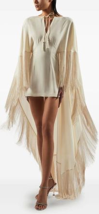 Taller Marmo 1970 Minikleid mit Fransenbesatz - Nude