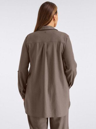 Sheego Klassische Bluse Leinenbluse Langarm