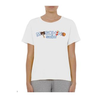 Moschino Gelato Logo Baumwoll-T-Shirt zum Schwimmen - - Tops - Damen - Wei&szlig; - S