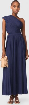 Maje Langes Asymmetrisches Plisseekleid - Marineblau - Maje