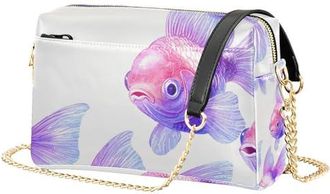 Mnsruu Sacs à bandoulière pour femme, sac à main en cuir aquarelle poisson rouge