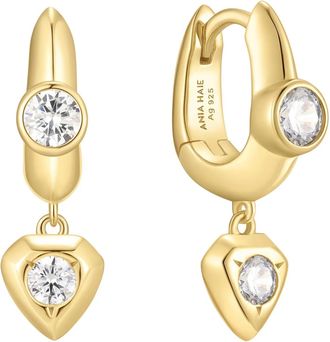 Ania Haie Ohrringe - 925er Sterlingsilber Shield Drop Huggies - Gr. unisize - in Gold - f&uuml;r Damen