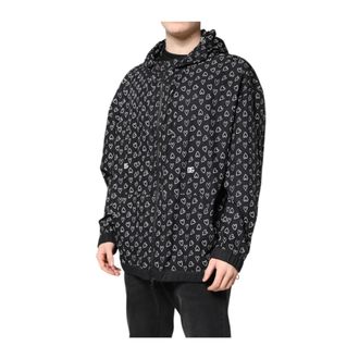 Dolce & Gabbana Veste coupe-vent &agrave; capuche avec d&eacute;tails du logo - Homme - Vestes - Noir - Taille: XL