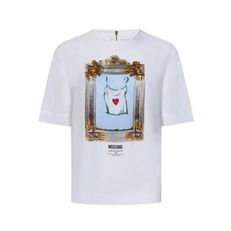 Moschino T-Shirt mit Rei&szlig;verschluss hinten - - Tops - Damen - Wei&szlig; - S