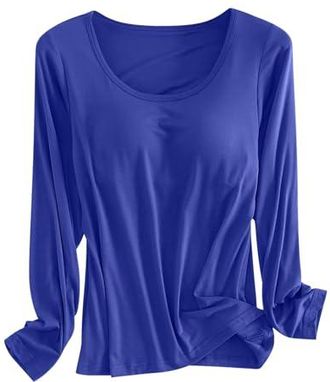 Generic Haut de Pyjama pour Femme - Manches Longues - Moelleux - Vêtements de Nuit pour Femmes âgées - Pyjama Confortable - Chemise de Nuit en Coton