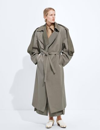 Bottega Veneta Trench en gabardine de coton et de soie - Gris Et Argent - Femme - 34