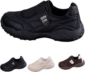 Generic Baskets de course pour femme - Chaussures de marche d&eacute;contract&eacute;es - Confortables - Antid&eacute;rapantes - L&eacute;g&egrave;res - Fermeture tactile, Noir, 37.5 EU
