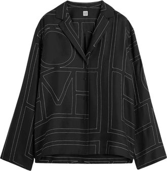 Toteme Femme, Blouses et Chemises, Noir, Taille: 38 FR Haut en Soie Monogramme