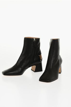 Maison Margiela MM22 Leather Ankle Boots with Squared Toe and Zip Closure He Größe 39