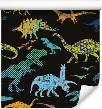 OEM Carta Da Parati Con Dinosauri Colorati Per Soggiorno E Camera Da Letto, 50x1000 Cm