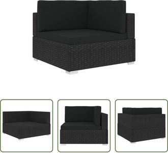 vidaXL Rattan-Ecksofa - Modular-Sofa-Eckteil 1 Stk. + Auflagen Poly Rattan Schwarz