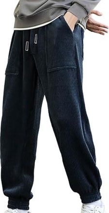 Generic Pantalon en velours c&ocirc;tel&eacute; pour homme, pantalon de surv&ecirc;tement uni avec cordon de serrage &agrave; la taille, pantalon d&eacute;contract&eacute; de couleur unie, pantalon 