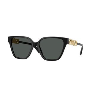 Versace Femme, Accessoires, Noir, Taille: 56 MM Lunettes de soleil noires avec verres gris foncé