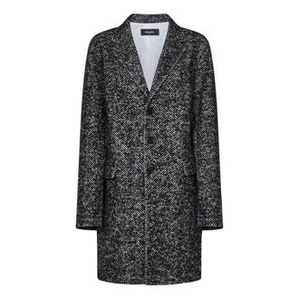 Dsquared2 Schwarzer Chevron Wollmantel - - Coats - Damen - Schwarzk - S